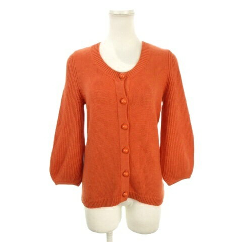 【中古】タルボット TALBOTS PETITES カーディガン P オレンジ ラウンドネック 七分袖 パフスリーブ /MN42 ■ECB005 レディース 【ベクトル 古着】 260601ブランドタルボット TALBOTS表記サイズP実寸...