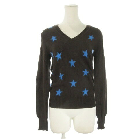 【中古】ユナイテッド・カラーズ・オブ・ベネトン UNITED COLORS OF BENETTON BENETTON. TO YOU TO ニット セーター ウール S 茶 ブラウン 星柄 Vネック 長袖 /CK30 ■ECB005 レディ...