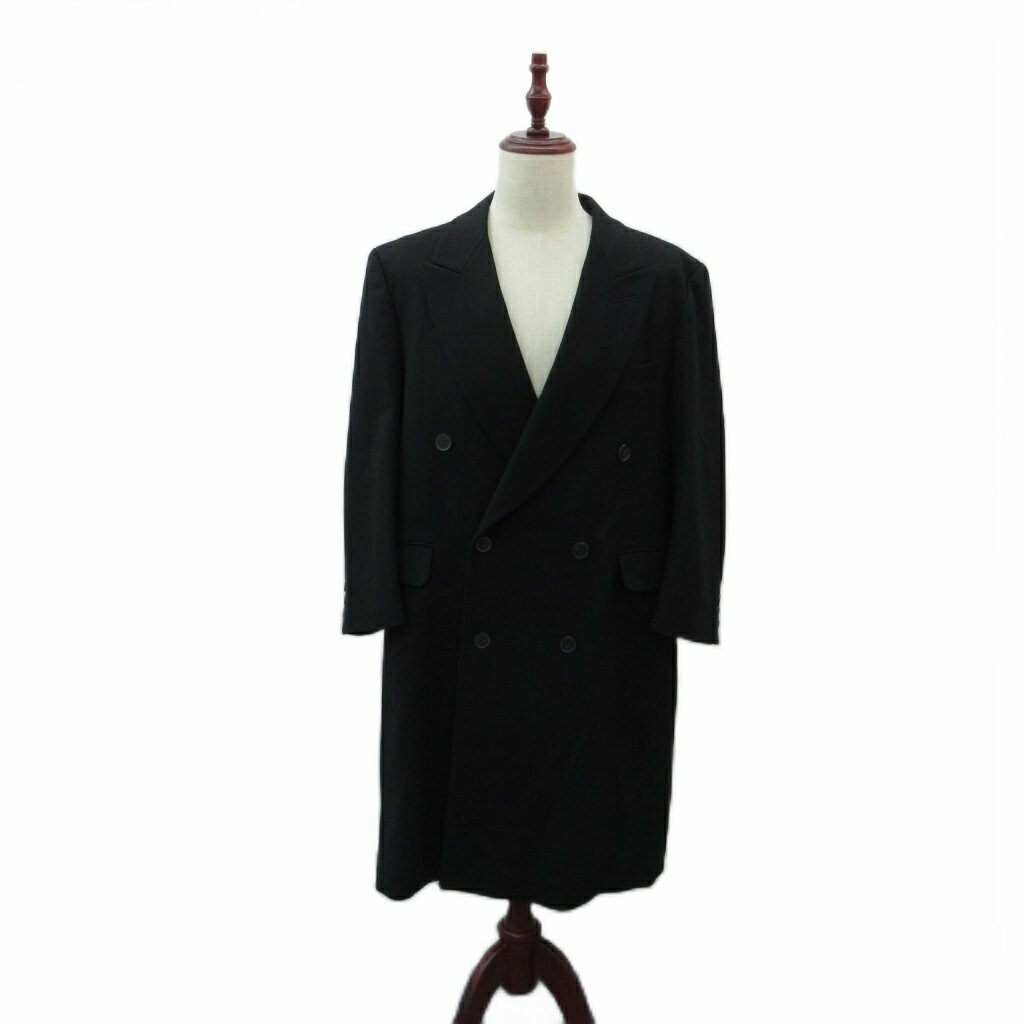 【中古】ダッソー オム DASSAULT HOMME チェスターコート ロング丈 カシミヤ 92-A4 黒 ダブルボタン 無地 /SY2 ■ECB005 メンズ 【ベクトル 古着】 260603表記サイズ92-A4(身長165)実寸サイズ肩...