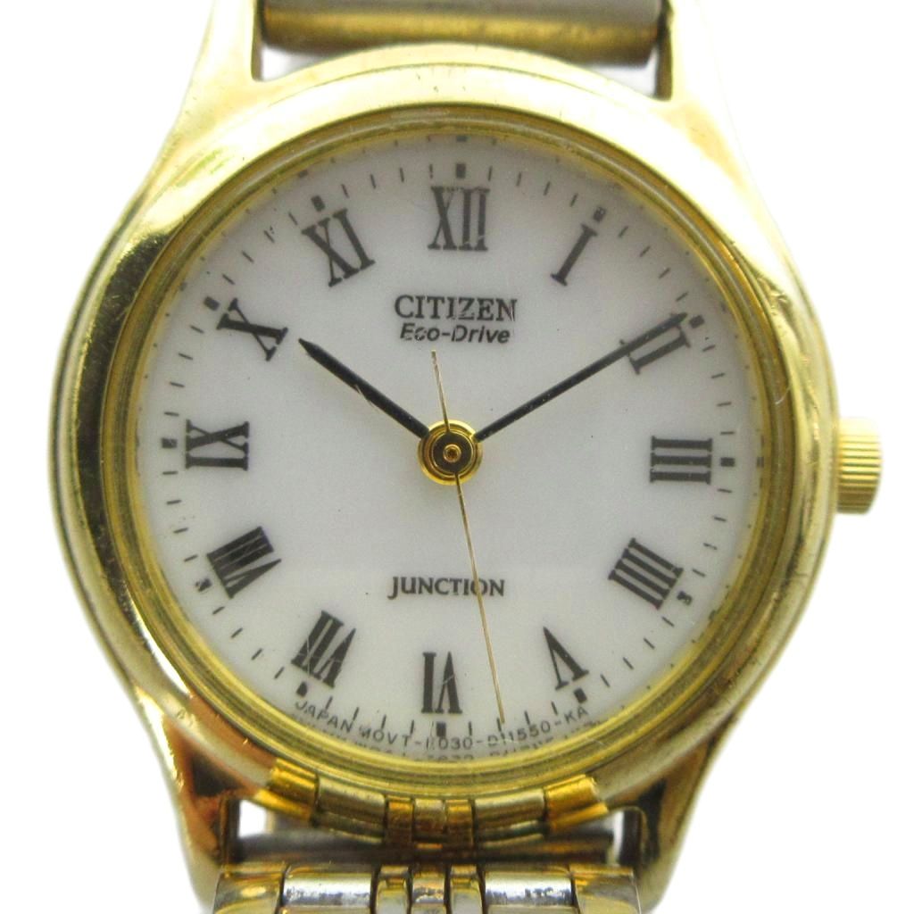 【中古】シチズン CITIZEN E030-S93916 腕時計 ウォッチ ソーラー 白文字盤 ローマン シルバー色 ゴールド色 /MQ レディース 【ベクトル 古着】 260625ブランドシチズン CITIZEN表記サイズ実寸サイズをご参...