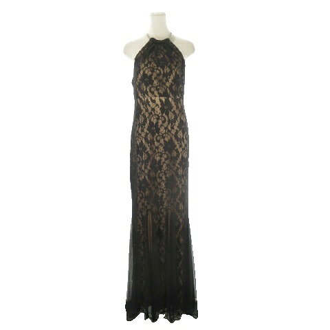 【中古】ジュノ JUNO DRESS COLLECTION ドレス ワンピース 総レース フォーマル L 黒 ブラック ピンクベージュ ノースリーブ ハイネック /MN7 ■ECB006 レディース 【ベクトル 古着】 260630表記サイ...