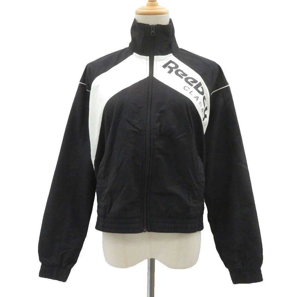 【中古】リーボック Reebok クラシック CLASSIC トラックジャケット 上着 M 黒 ブラック ロゴプリント スタンドカラー ジップアップ ミドル丈 /YS23 ■ECB006 レディース 【ベクトル 古着】 260710ブランド...