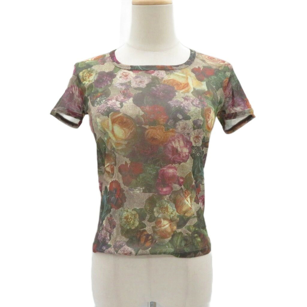 【中古】レストローズ L'EST ROSE シアーブラウス グレー 花柄 ラウンドネック 半袖 /YS28 ■ECB006 レディース 【ベクトル 古着】 260710ブランドレストローズ L'EST ROSE表記サイズサイズなし（実寸サイ...