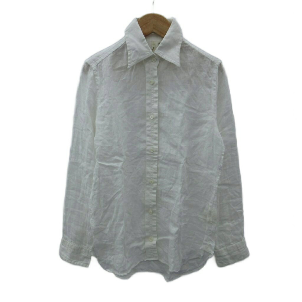 【中古】ブランバスク blanc basque カジュアルシャツ 麻 リネン 38 白 ホワイト 無地 長袖 /YS45 ■ECB006 レディース 【ベクトル 古着】 260707ブランドブランバスク blanc basque表記サイズ3...