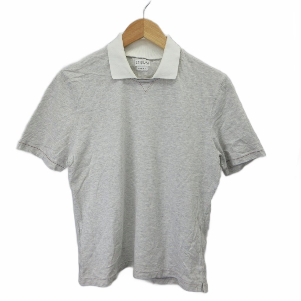 【中古】ブルネロクチネリ BRUNELLO CUCINELLI SLIM FIT 半袖スキッパーポロシャツ ポロシャツ S ライトグレー DB92815 /RY ■GY62 メンズ 【ベクトル 古着】 260706ブランドブルネロクチネリ ...