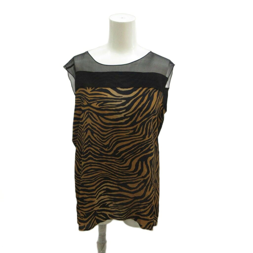 【中古】未使用品 アルベルタ フェレッティ ALBERTA FERRETTI カットソー 絹 シルク 42 黒 ブラック ゼブラ柄 シアー素材 半袖 /KK ■GY53 レディース 【ベクトル 古着】 260702ブランドアルベルタ フェレ...