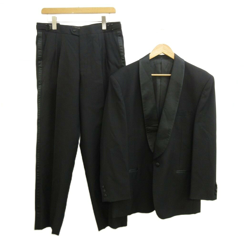 【中古】ユミカツラ YUMI KATSURA タキシード セットアップ ジャケット パンツ フォーマル ウール LL 黒 ブラック ショールカラー 長ズボン 長袖 49 2P /PP ■GY53 メンズ 【ベクトル 古着】 260701ブラ...