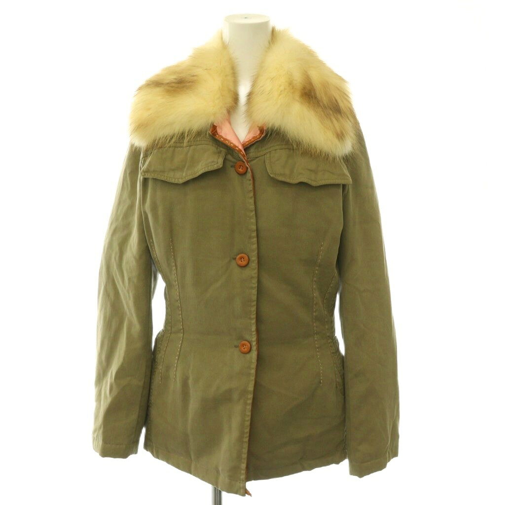 【中古】エルマノシェルビーノ ERMANNO SCERVINO ダウンジャケット ファー ミリタリー アウター 42 カーキ /HS ■GY62 レディース 【ベクトル 古着】 260714ブランドエルマノシェルビーノ ERMANNO SC...