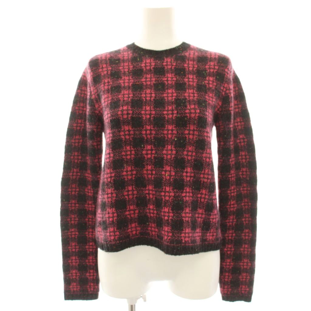 【中古】プラダ PRADA MILANO ニット セーター チェック ウール モヘヤ混 長袖 38 ピンク 黒 ブラック /HN ■GY62 レディース 【ベクトル 古着】 260729ブランドプラダ PRADA表記サイズ38実寸サイズ肩幅...