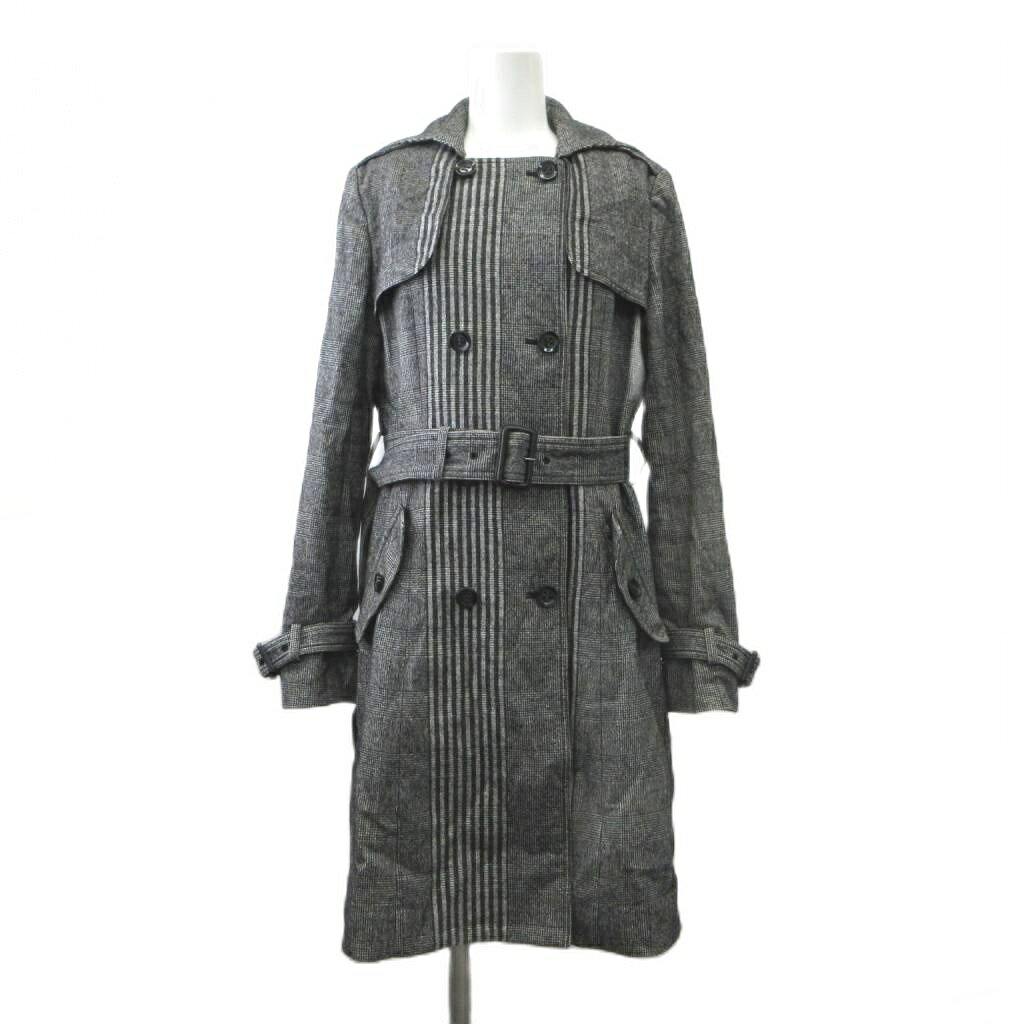 【中古】ミッシェルクラン MICHEL KLEIN コート 38 黒 ブラック グレー チェック柄 ストライプ柄 長袖 /NP ■ECB007 レディース 【ベクトル 古着】 260731ブランドミッシェルクラン MICHEL KLEIN表...