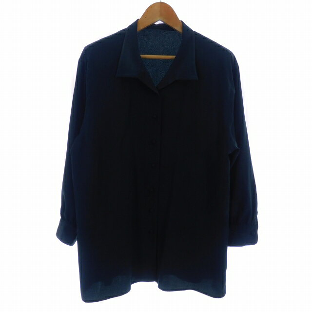 【中古】ハナエモリ HANAE MORI Soft Sports シャツ 長袖 スキッパーカラー 薄手 無地 M 黒 ブラック トップス /AZ レディース 【ベクトル 古着】 260507ブランドハナエモリ HANAE MORI表記サイズ...