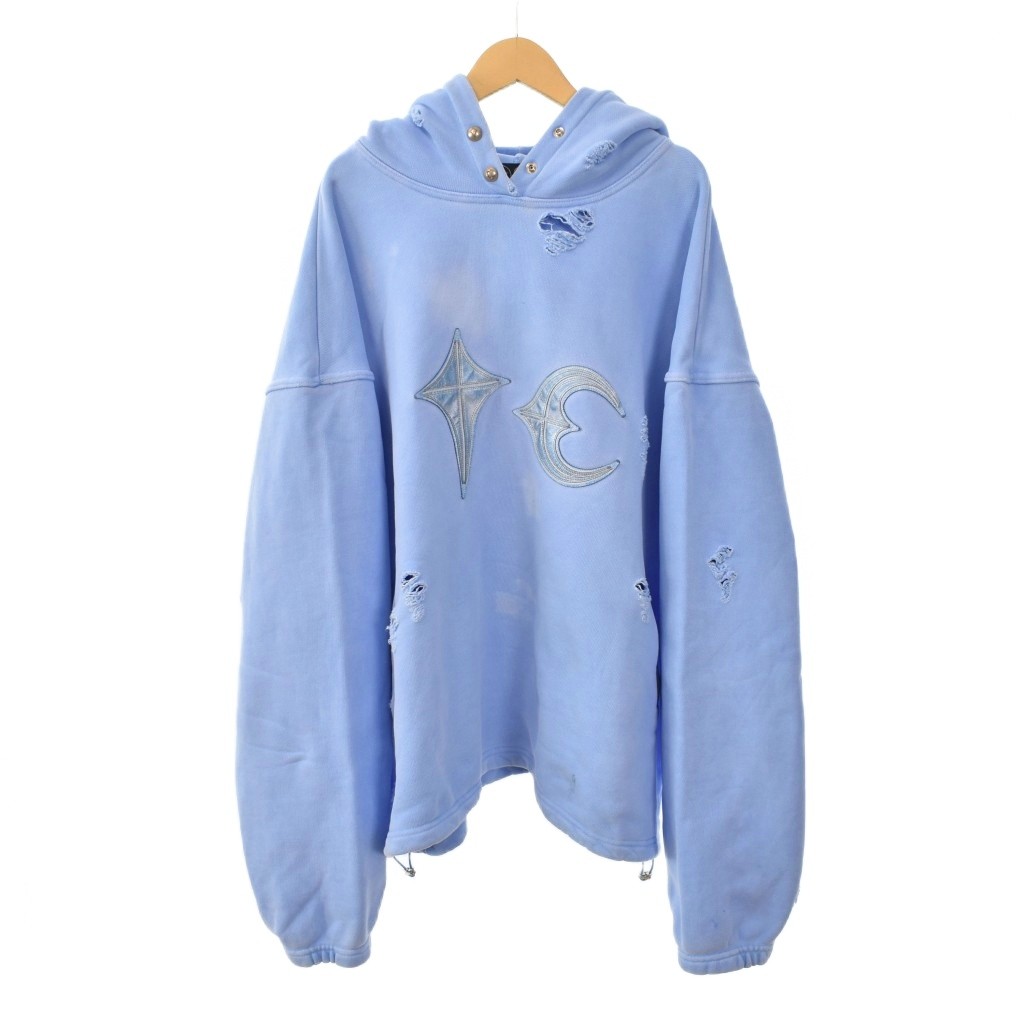 【中古】サグクラブ Thug Club 69着限定 TC ROCK パーカー フーディー ダメージ加工 2 青 ブルー TC24SS0403 ☆AA★ メンズ 【ベクトル 古着】 260202表記サイズ2実寸サイズ肩幅：70cm　身幅：70...