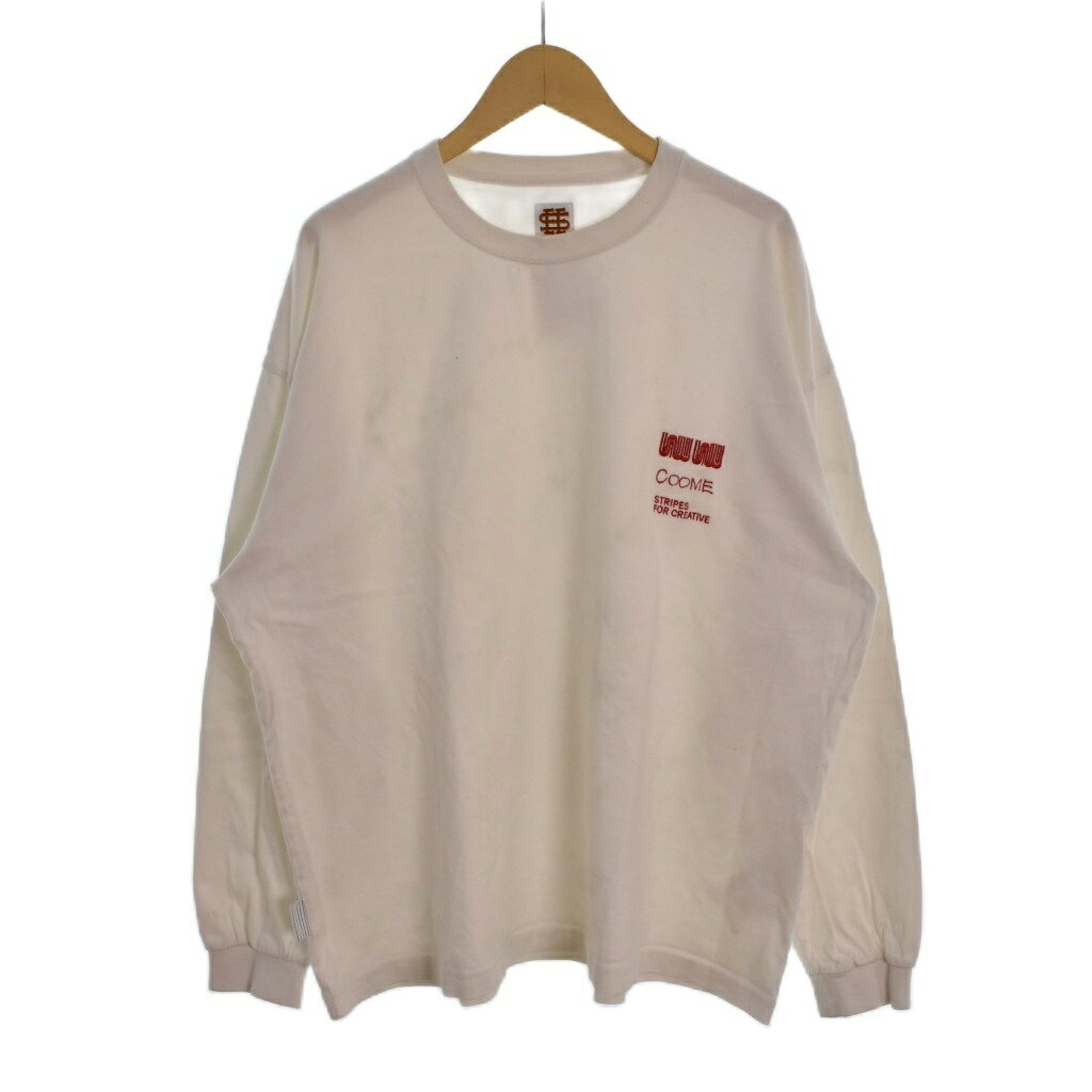 【中古】see see × s.f.c × coome Tシャツ 長袖 ロンT ロゴ刺繍 フロントデザイン クルーネック 日本製 L 白 ホワイト 赤 レッド メンズ 【ベクトル 古着】 260307表記サイズL実寸サイズ肩幅：約58cm　...