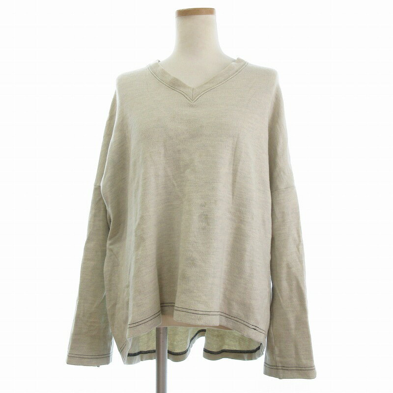 【中古】ウジョー Ujoh カットソー プルオーバー Vネック 長袖 ウール オーバーサイズ 2 グレー ■GY45 レディース 【ベクトル 古着】 250724ブランドウジョー Ujoh 表記サイズ2実寸サイズ肩幅：75cm　身幅：73c...