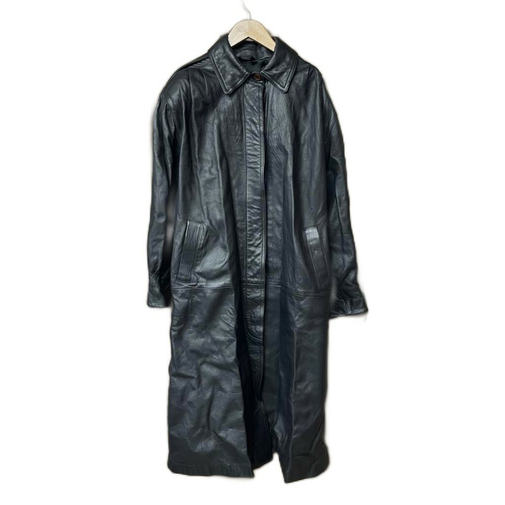 【中古】ACSA ACCENSI COMPANIA レザー ステンカラーコート 比翼ボタン 38 ロング ブラック レディース 【ベクトル 古着】 260205表記サイズ38実寸サイズ肩幅：46cm　身幅：60cm　袖丈：57cm　着丈：1...