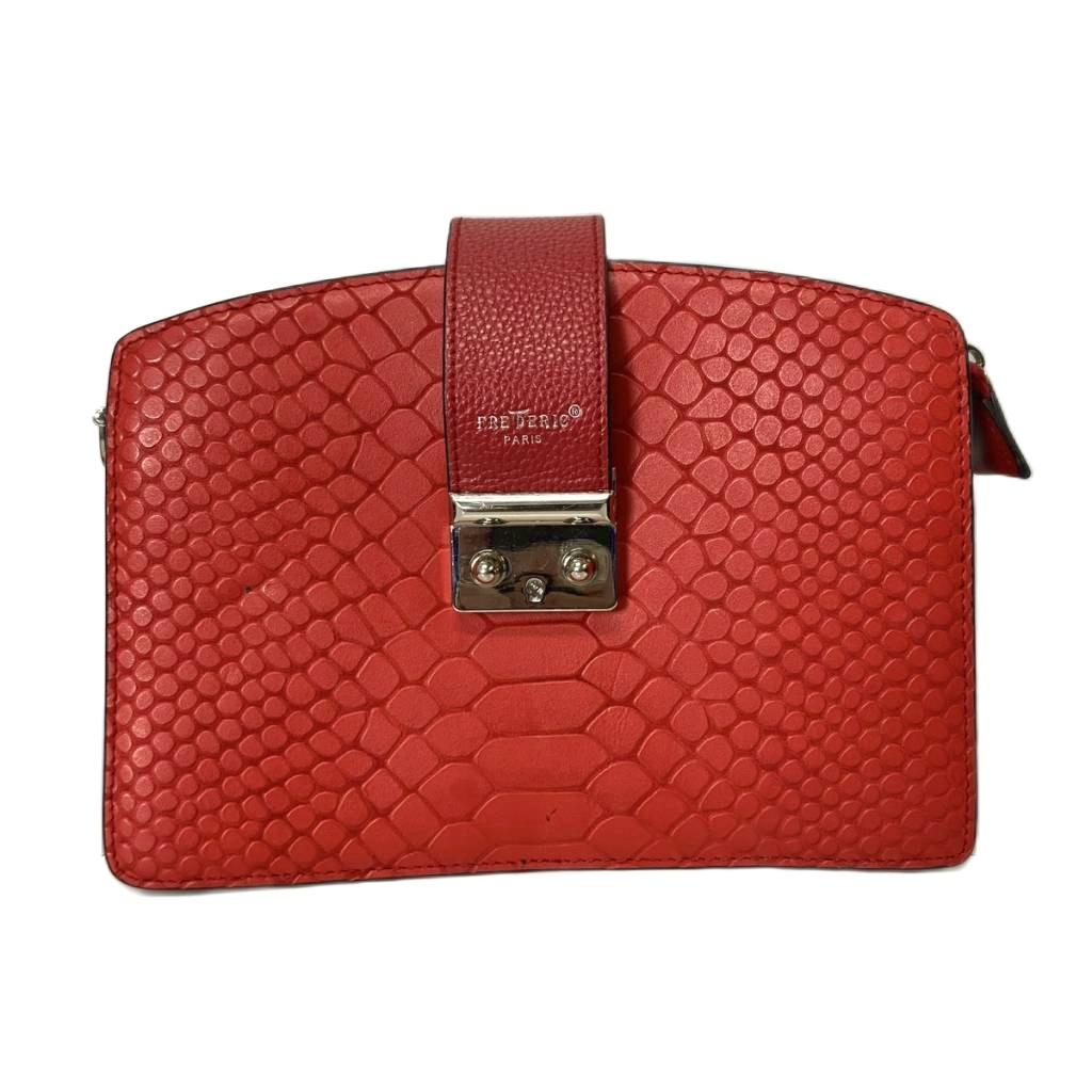 【中古】FRET DERIC セカンドバッグ クラッチバッグ 型押し レッド レディース 【ベクトル 古着】 260221実寸サイズ持ち手の長さ：-cm　ヨコ：24cm　タテ：16cm　マチ：5cm　ショルダーの長さ：-cm　　色レッド状態...