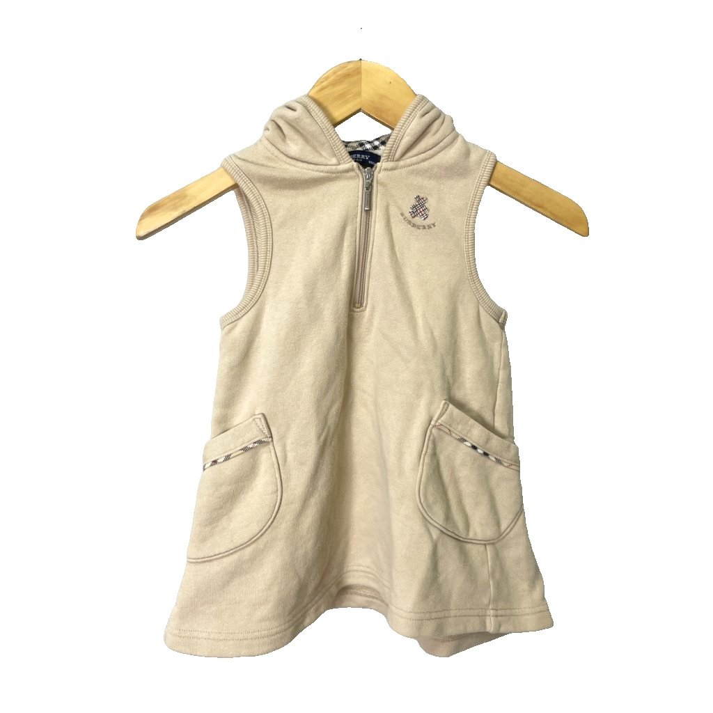 【中古】バーバリー ロンドン BURBERRY LONDON ノースリーブ ワンピース カットソー ハーフジップ フーディ キッズ 女の子 90cm ベージュ キッズ 【ベクトル 古着】 260223ブランドバーバリー ロンドン BURBE...