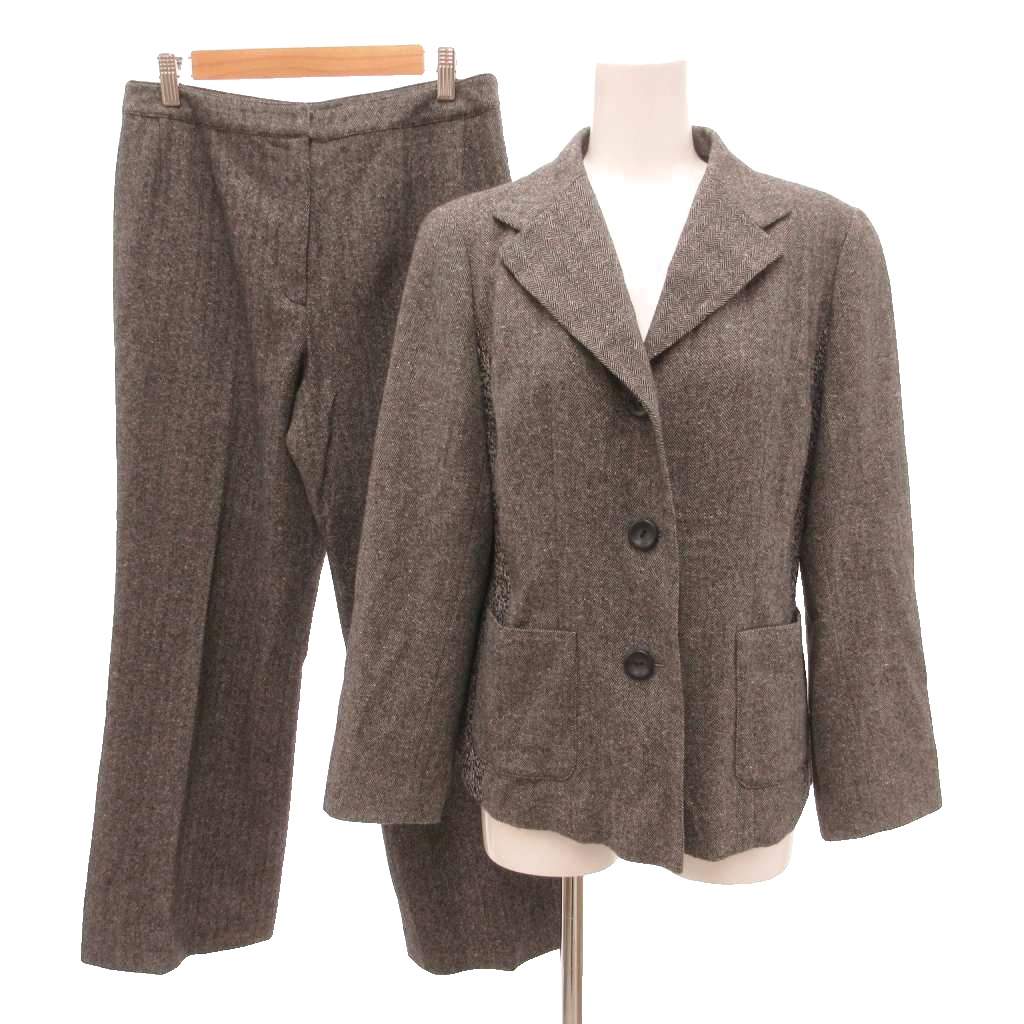 【中古】ピエールカルダン Pierre Cardin スーツ セットアップ テーラードジャケット パンツ スラックス ネップ 2B ヘリンボーン M グレー /JS レディース 【ベクトル 古着】 260531ブランドピエールカルダン Pi...