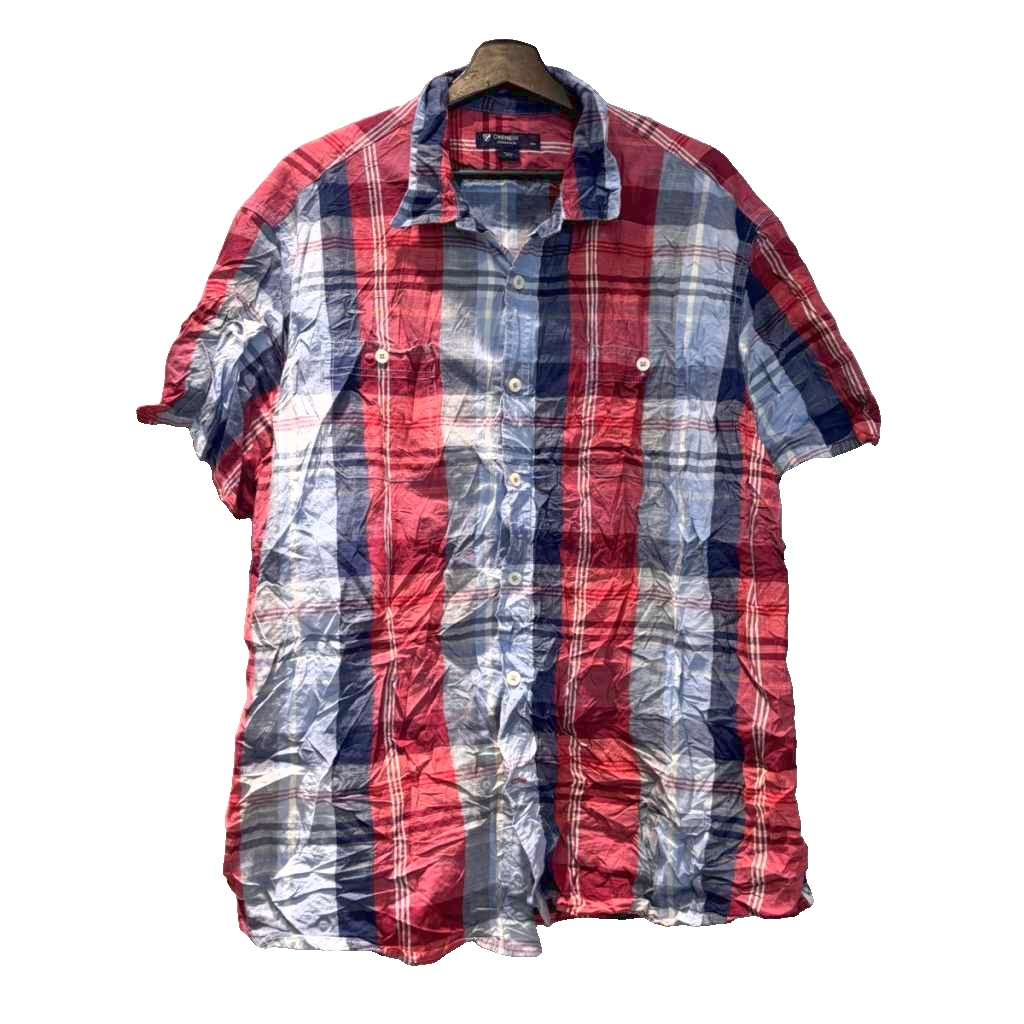 【中古】CREMIEUX チェックシャツ 半袖 XXL レッド ■GY06 メンズ 【ベクトル 古着】 260708表記サイズXXL実寸サイズ肩幅：52cm　身幅：58cm　着丈：77cm　袖丈：20cm　　素材コットン色レッド状態・全体的...