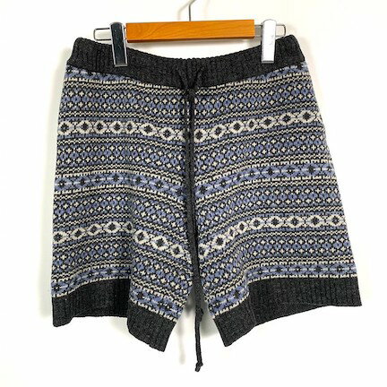 【中古】bisque by nestrobe ニットショートパンツ ハーフパンツ ウール100% 総柄 グレー ブルー レディース 【ベクトル 古着】 241016ブランドbisque by nestrobe実寸サイズウエスト：66cm　も...