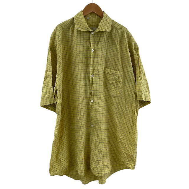 【中古】エルメネジルドゼニア Ermenegildo Zegna シャツ トップス 半袖 チェック柄 総柄 イエロー M メンズ 【ベクトル 古着】 260608ブランドエルメネジルドゼニア Ermenegildo Zegna表記サイズM実...
