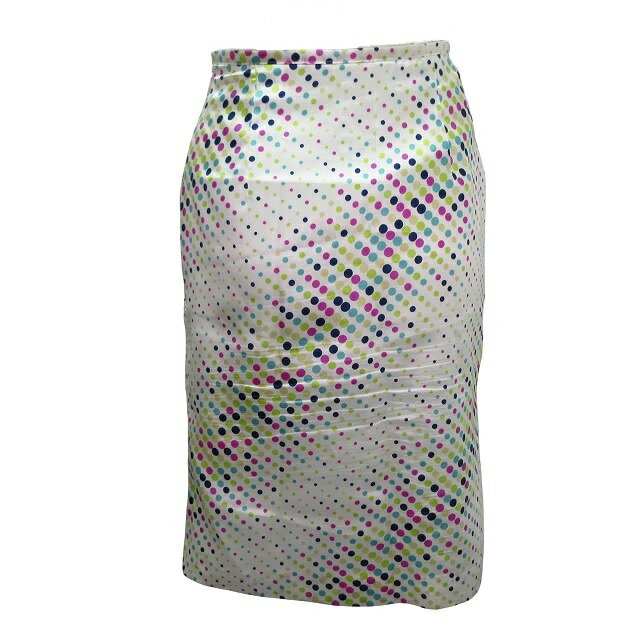 【中古】タイトスカート ドット ひざ丈 光沢 Sサイズ相当 ホワイト系 k905 0412 レディース 【ベクトル 古着】 250412表記サイズ表記無し ※実寸をご参照ください。実寸サイズウエスト：30cm　ヒップ：42.5cm　スカート...
