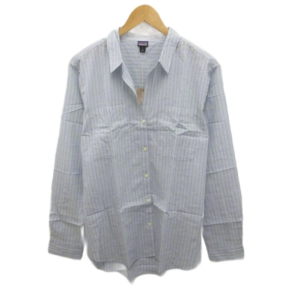 【中古】未使用品 パタゴニア Patagonia タグ付き Light Weight A/C Buttondown シャツ 長袖 ストライプ M 青 ブルー 白 ホワイト 54296 メンズ 【ベクトル 古着】 260109ブランドパタゴニ...