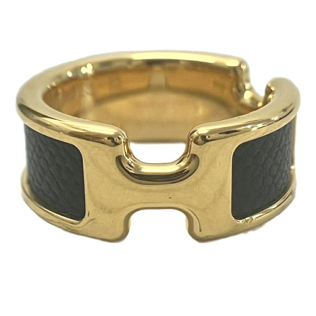 【中古】エルメス HERMES 美品 オランプPM リング 指輪 アクセサリー レザー 切替 ゴールドカラー 黒 ブラック ☆AA★ メンズ 【ベクトル 古着】 260705ブランドエルメス HERMES表記サイズL 約18号相当実寸サイズ...