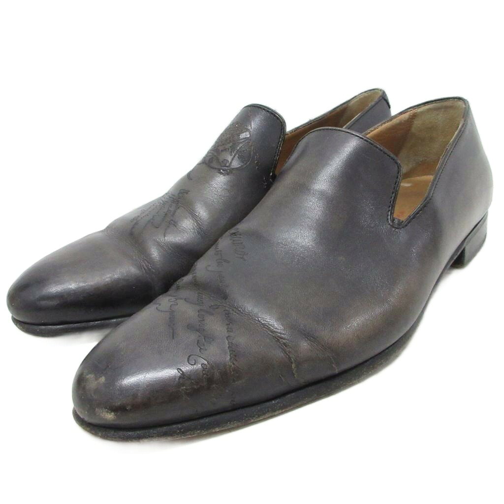 【中古】ベルルッティ Berluti カーシヴ ガレ CURSIVE GALET カリグラフィスクリット ローファー モカシン スリッポン レザー 皮革 6.5 こげ茶 ■IBO100 メンズ 【ベクトル 古着】 260729ブランドベルル...