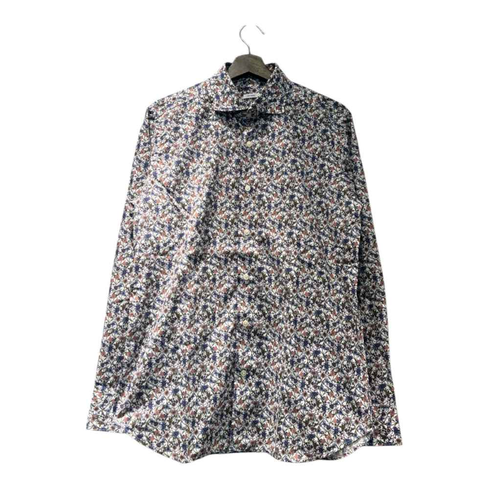 【中古】カリバン CALIBAN カジュアルシャツ 花柄 長袖 41 白 ホワイト ピンク 青 ブルー レディース 【ベクトル 古着】 260120表記サイズ41実寸サイズ肩幅：約43cm　身幅：約52cm　着丈：約75cm　袖丈：約65c...