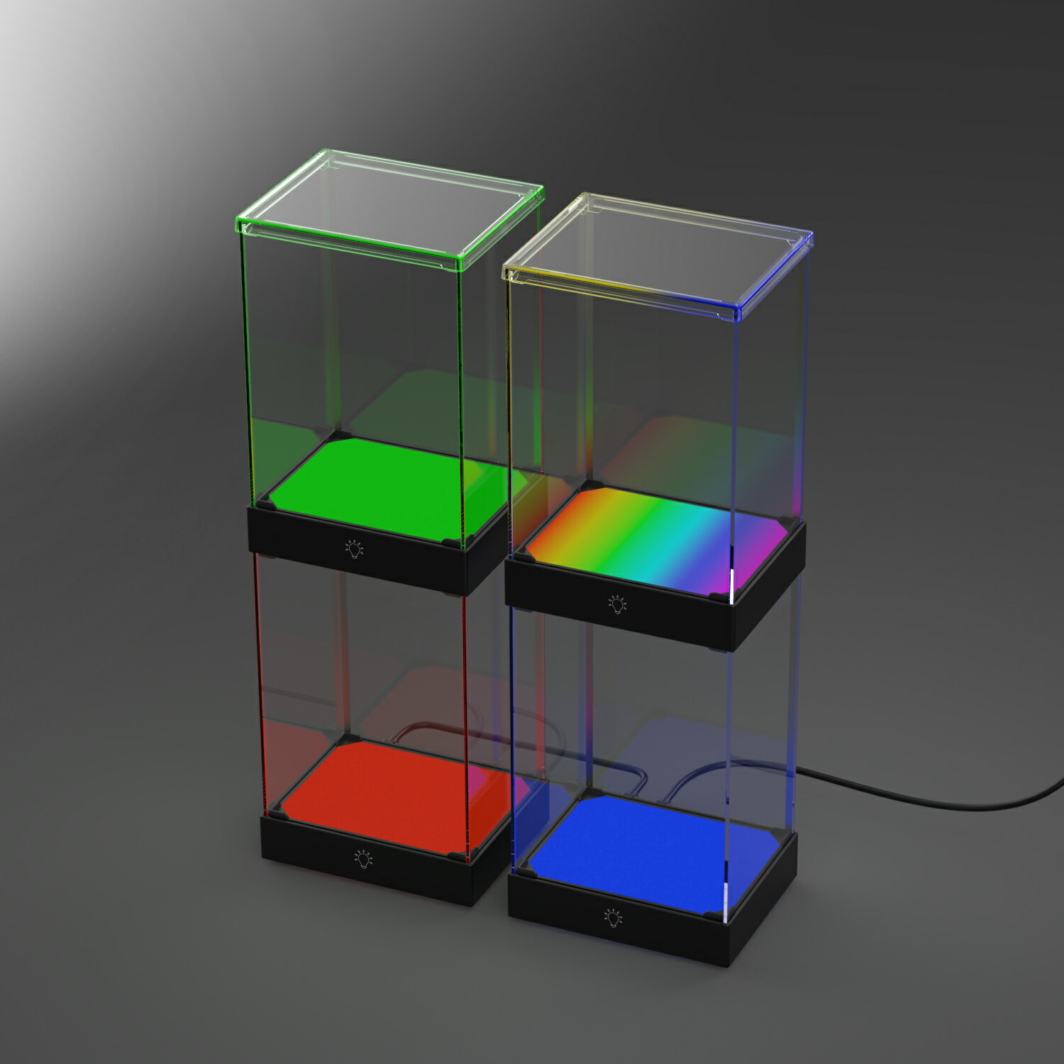 ライトディスプレイボックス TY-3833 多機能設計 RGBライト搭載: 内蔵されたRGBライトにより、さまざまな色やエフェクトを調整して、ダイナミックな展示が可能です。 カスタマイズ可能なライト設定: 色や点灯パターンを自由にカスタマイ...