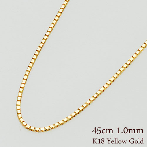 素材 K18YG 18金イエローゴールド チェーン 1.0mmベネチアンチェーン 長さ：45cm（フリーアジャスター） 板ダルマ：2.5mm 重量 約3.2g ラッピング「無」の場合は、スエードぷち巾着にお入れいたします。（巾着の色はお任せ...