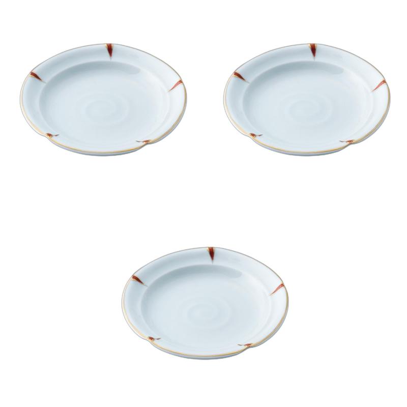 セトモノホンポ(Setomonohonpo) 3個セット 青白磁赤絵5.0丸皿 [ 15×3cm ] | 中皿陶磁器強化各[ 15×3cm ]強化 陶磁器