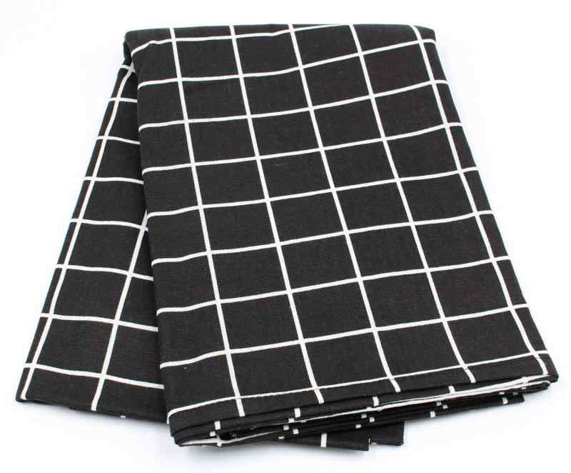 SAWAN テーブルクロス シンプル 格子柄 ブラック 120x120cm