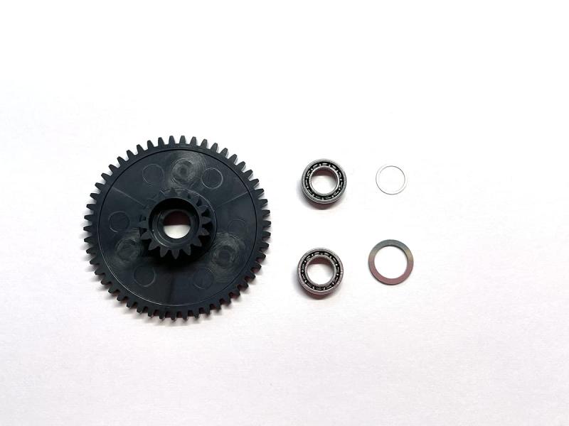 TRY-ANGLE(トライアングル) ダブルベアリングアイドルギヤセット BC62/72シリーズ用構成：高精度アイドルギヤ・ミネベア製オープンタイプボールベアリング(2個)・シムワッシャー（厚さ0.5/厚さ0.1　各1個）