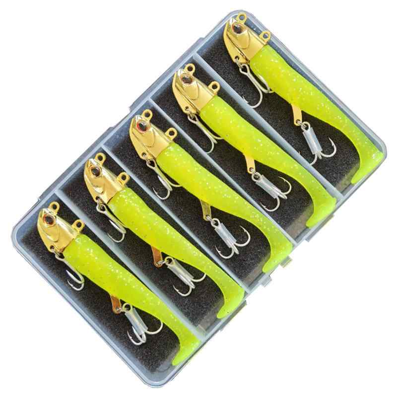 mamota ルアーセット ワームセット ジグヘッドワーム 30g シーバス ヒラメ マゴチ 青物 淡水 海釣り シャッドテール ソフト 釣具 ケース付き 5個セット激しく揺れるテールデザイン 水の抵抗を受けて激しく揺れるテールは、リトリー...