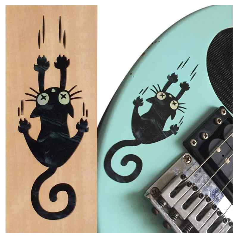 ジャカモウ Ripping Slipping Cat - イタズラ 猫 ・ギター や ベース 楽器に貼る インレイステッカー (WT)