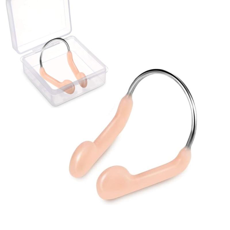 Coolloodaノーズクリップ シリコーン【2個入り】水泳用 鼻栓 スイムアクセサリー 鼻プロテクター トレーニング用 再利用可能 軽量 小型 男女兼用 大人 子供用 シリコーンケース付き【快適な装着】鼻クリップはシリカゲルと鋼材で作られ...