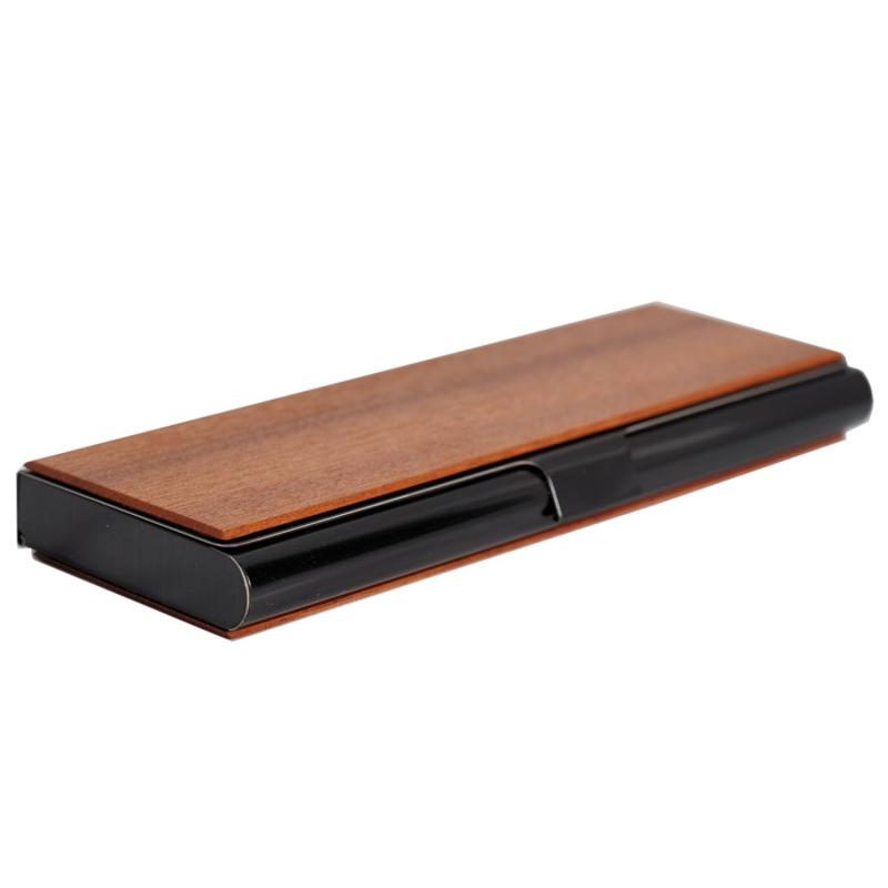 ペンケース SPWPC2 天然木両面張り ブラックスチールケース スライド型 約19cm×6.5cmステンレスケースに天然木の両面張りしたペンケースです。ほど良い重厚感もあり、落ち着いたアンティーク調の天然木のぬくもり感が卓上置きにもフィッ...