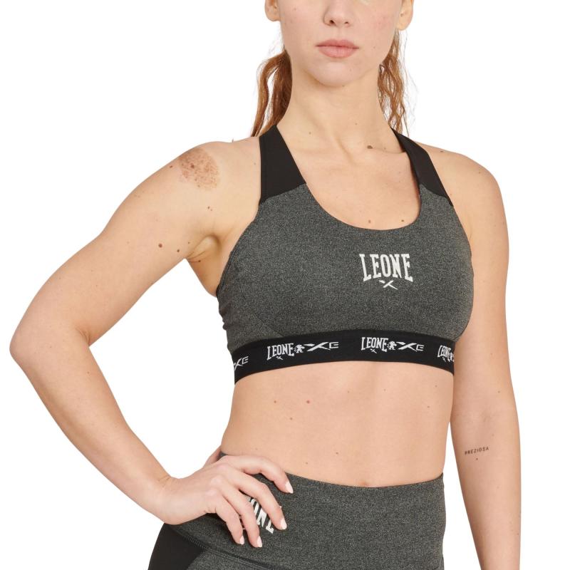 [LEONE 1947] フィットネス ジム トレーニング ブラトップ レディース [ MELANGE SPORTS BRA ] 伸縮あり エラスタン入り素材 (Mサイズ) ダークグレー ABX616 【正規品】サイズ：Mサイズ（胸囲：87...