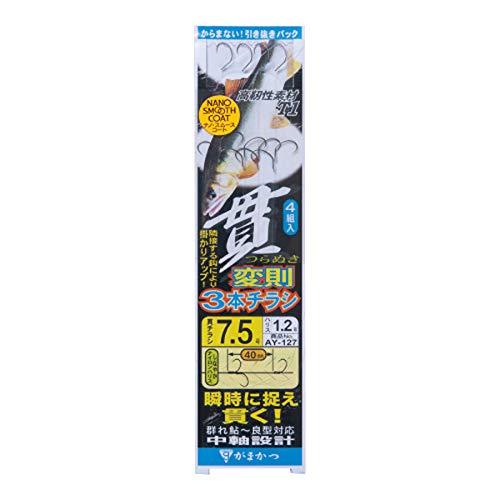 がまかつ(Gamakatsu) T1 貫 変則3本チラシ ナノ AY127 7.5-1.2鈎:7.5号使用鈎:T1 貫チラシ鈎間隔:40mmハリス:1.2号入数:4組入