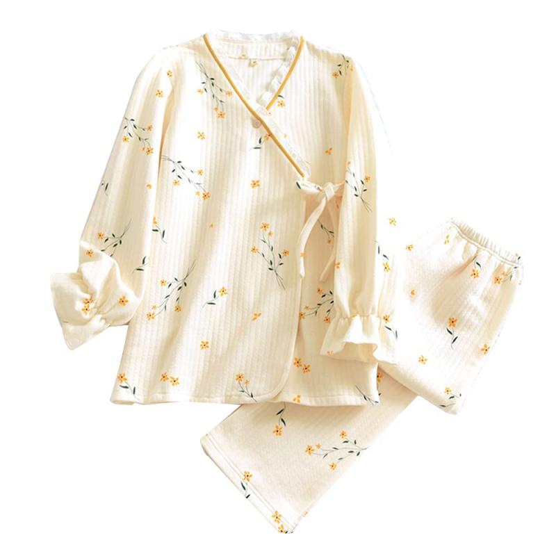 [Bole-kk] 甚平 パジャマ レディース 寝巻き ルームウェア 長袖 前開き 上下セット 妊婦服 入院着 介護用 保温 ねまき 旅館 病院 婦人服 寝間着 厚手 秋冬 可愛いコットン素材は通気性が良く、着心地が良く、肌に優しいです。 ...