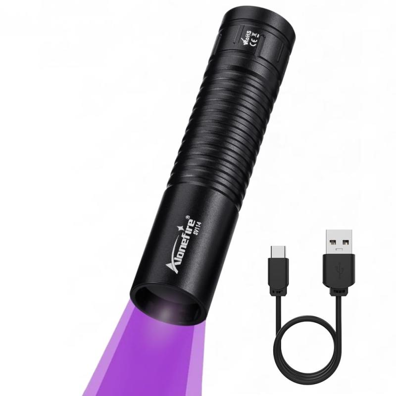 Alonefire SV114 紫外線 ブラックライト 3W 小型 UV LED ライト 波長365nm C型USB充電式 アニサキスライト ウッド灯検査 ペット尿検出器 スコーピオン 鑑定 真贋 レジン用 硬化、猫真菌、釣り、鉱物 【高品...