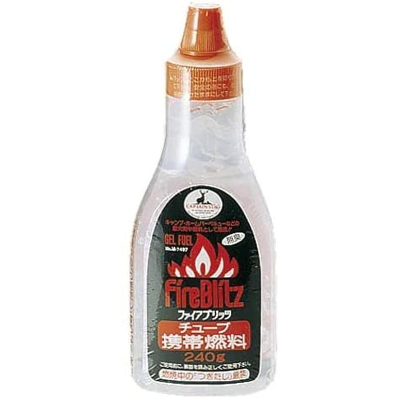 キャプテンスタッグ ファイアブリッツ チューブ携帯用燃料240g M-7497原産国:日本製品サイズ:(約)縦19×横7×幅5cm製品重量:(約)287g主成分:メタノール、エチレングリコール内容量:240g