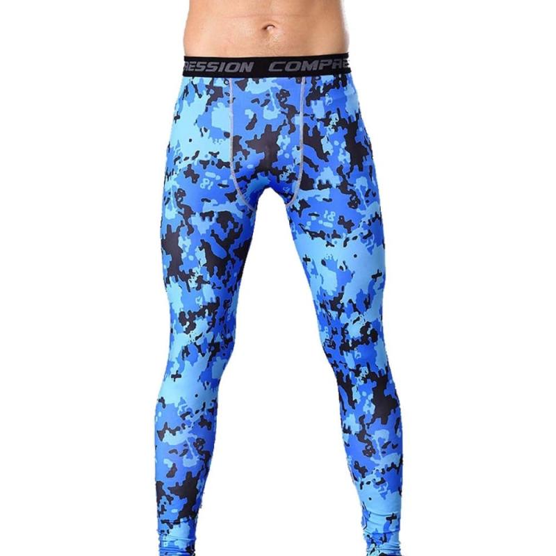 [ZimoY] コンプレッションウェア スポーツタイツ ロングスパッツ メンズ 吸汗速乾 ストレッチ dark blue-L