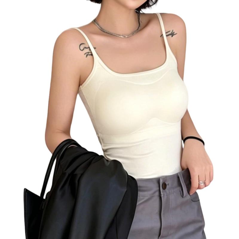 [Tucuceke] キャミソール レディース カップ付き タンクトップ レースバック 美背 細肩紐 ブラトップ インナー ヨガウェア フィット ノースリーブ 細見え 可愛い 重ね着 デイリー お出かけ 春