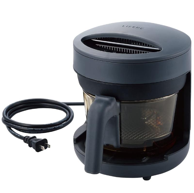 エレコム コンベクションオーブン ポット型 2L コンパクト 電気フライヤー ガラス容器 ガラス管カーボンヒーター 省電力 LiFERE HAC-AFP01