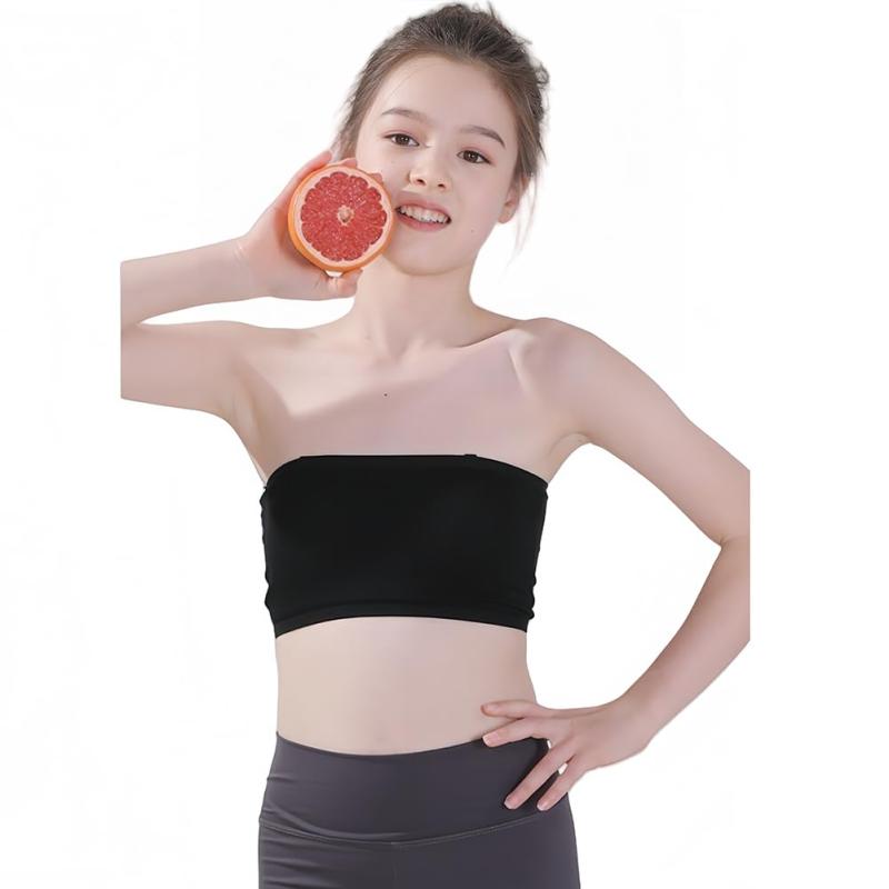 [Yolrky] チューブトップ キッズ ダンス ブラ カップ付きノンワイヤー ベアトップ ずれない 落ちない 子供向け ブラジャー参考サイズ：M（おすすめ体重15KG-30KG), L（おすすめ体重30KG-40KG),XL（おすすめ体重...