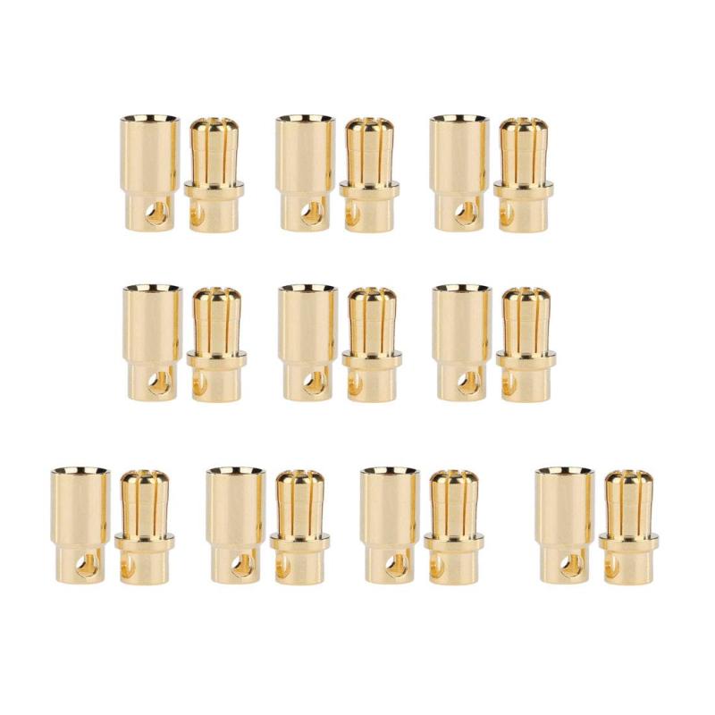 FLY RC 10 Pairs Gold Plated 8MM 8.0MM Banana Plug Bullet Male Female Connector Adapter for RC Airplane Boat Drone ESC Mo...