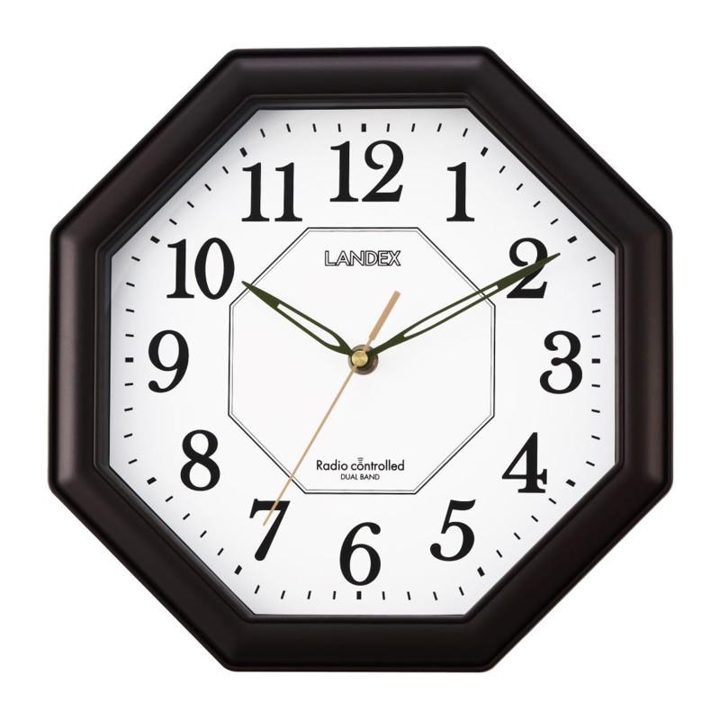 ランデックス(Landex) 掛け時計 電波 八角 アナログ ステップ秒針 夜間秒針停止 ダークブラウン ディアエイト YW9186DBR縁起の良い八角形型。時刻合わせ不要の電波掛け時計夜間は、センサーにより秒針が停止。秒針の音を抑えること...